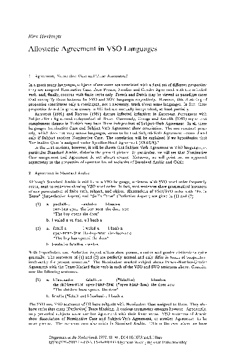 (PDF) Allosteric Agreement in VSO Languages