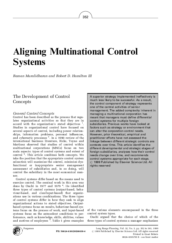 (PDF) Aligning multinational control systems