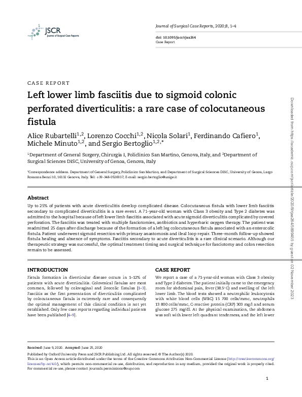 (PDF) Left lower limb fasciitis due to sigmoid colonic perforated ...