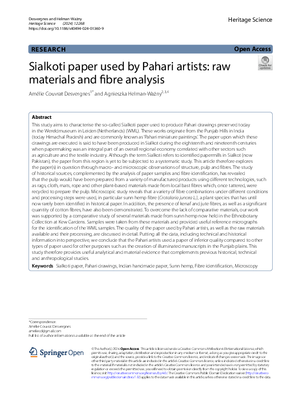 (PDF) Sialkoti paper used by Pahari artists: raw materials and fibre ...