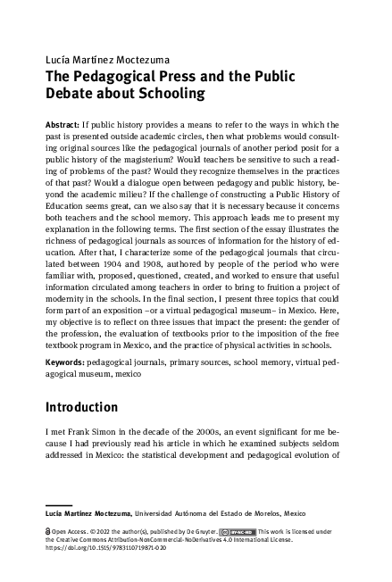 (PDF) The Pedagogical Press and the Public Debate about Schooling