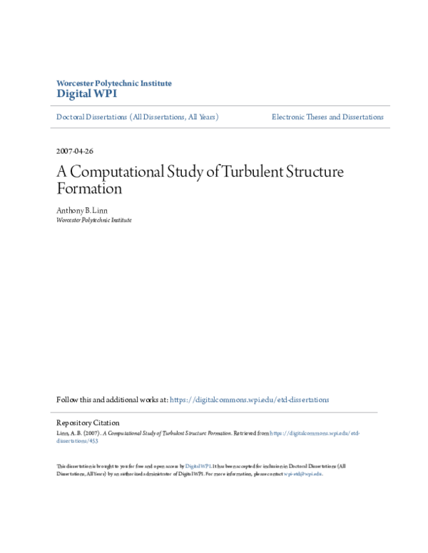 (PDF) A Computational Study of Turbulent Structure Formation | Anthony Linn - Academia.edu
