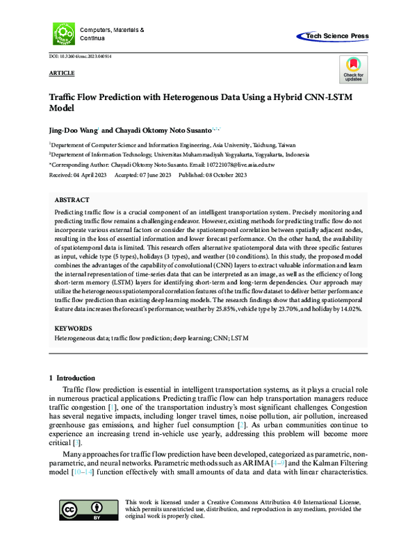 (PDF) Traffic Flow Prediction with Heterogenous Data Using a Hybrid CNN-LSTM Model