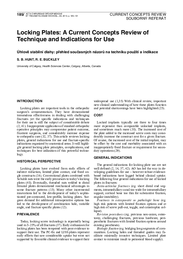 (PDF) Locking Plates: A Current Concepts Review of Technique and ...