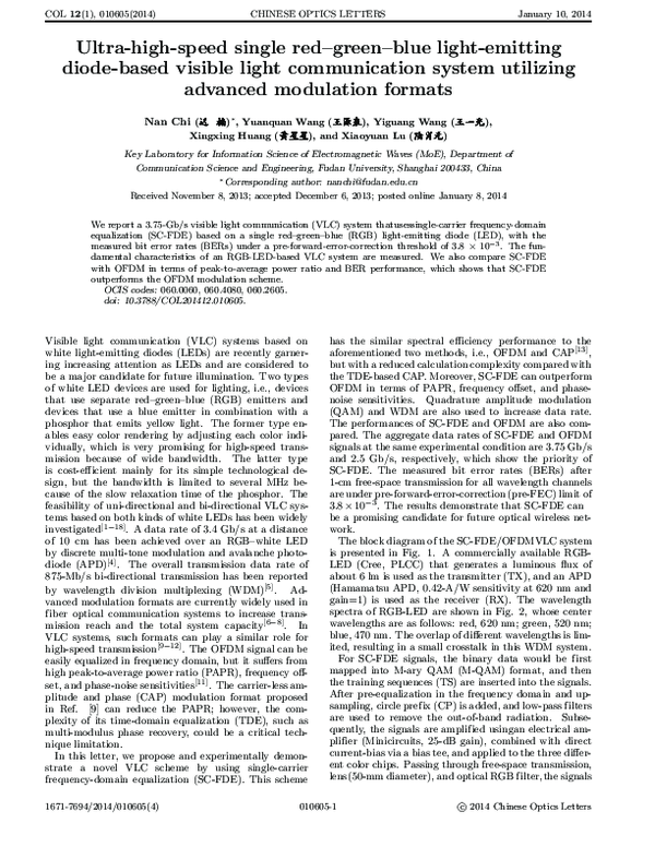 (PDF) Ultra-high-speed single red–green–blue light-emitting diode-based ...
