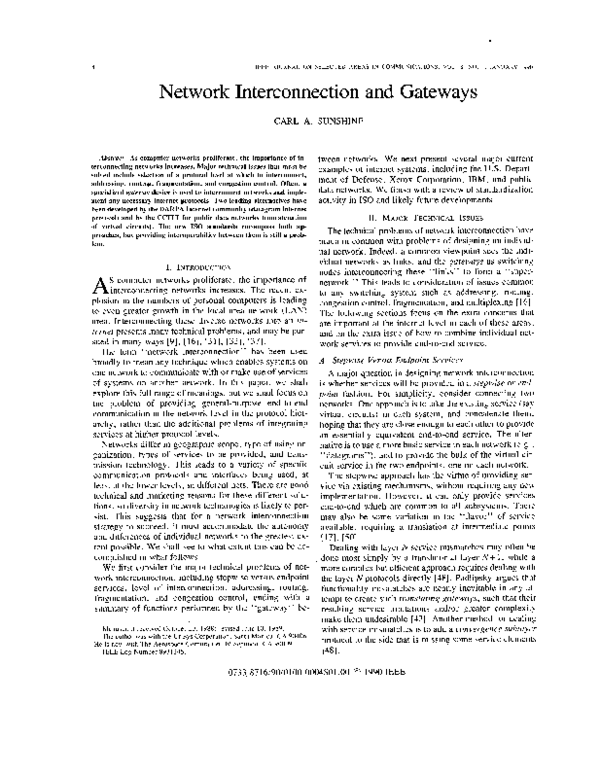(PDF) Network interconnection and gateways | Tommaso Toffoli - Academia.edu