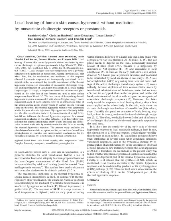 (PDF) Local heating of human skin causes hyperemia without mediation by ...
