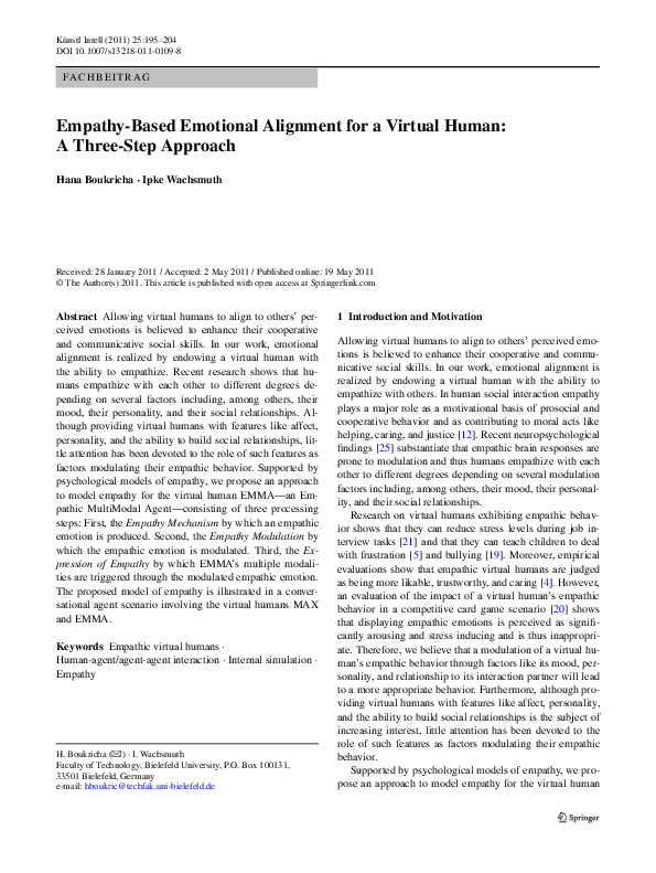(PDF) Empathy-Based Emotional Alignment for a Virtual Human: A Three ...