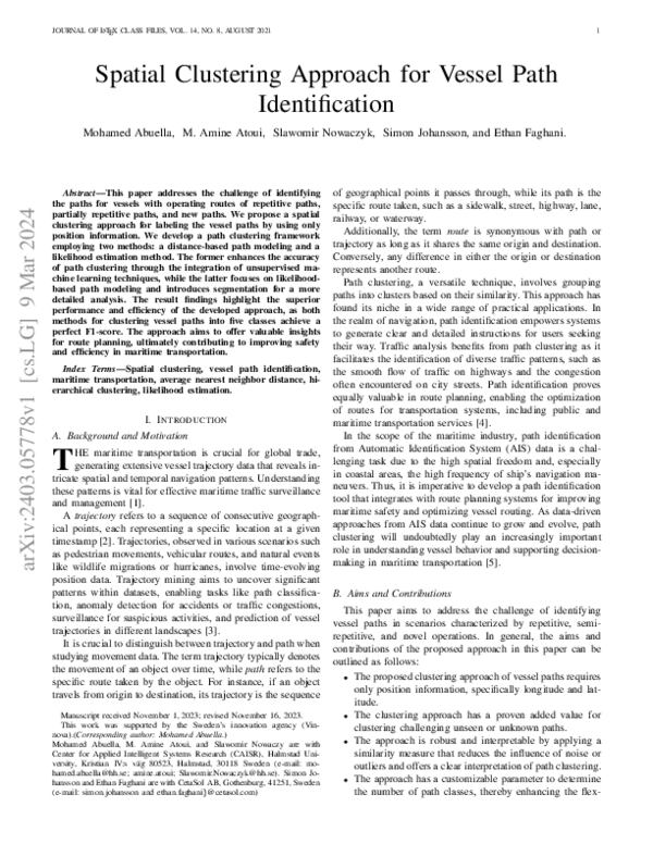 (PDF) Spatial Clustering Approach for Vessel Path Identification