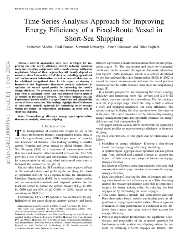 (PDF) Time-Series Analysis Approach for Improving Energy Efficiency of a Fixed-Route Vessel in ...