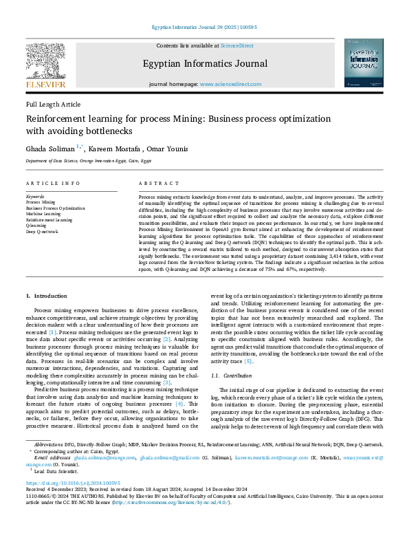 (PDF) Reinforcement learning for process Mining: Business process optimization with avoiding ...