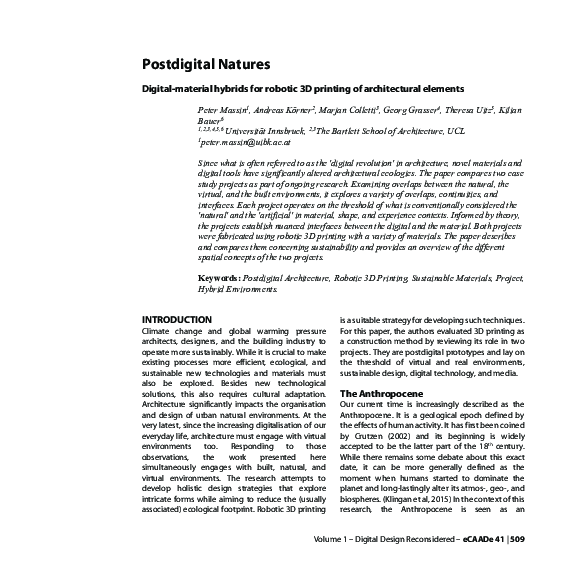 (PDF) Postdigital Natures: Digital-material hybrids for robotic 3D printing of architectural ...