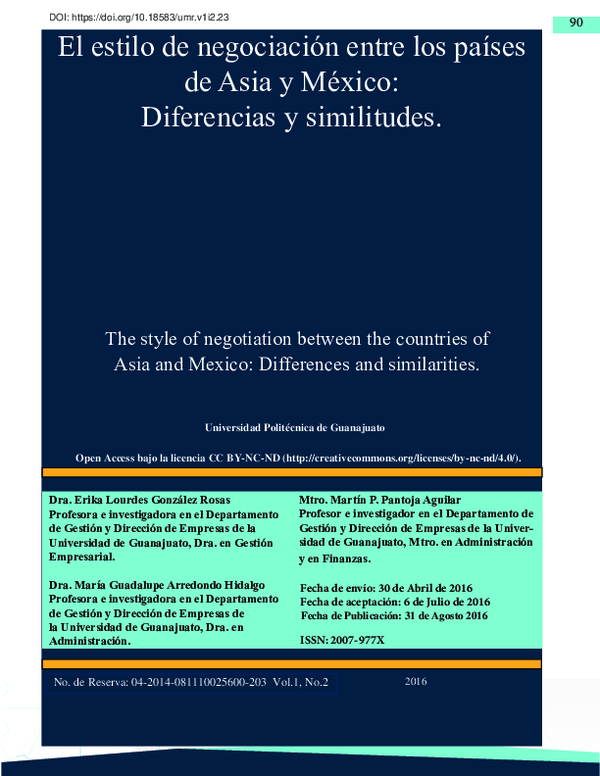 (PDF) El Estilo De Negociación Entre Los Países De Asia y México ...