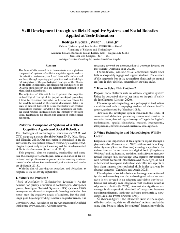 (PDF) Skill Development through Artificial Cognitive Systems and Social ...