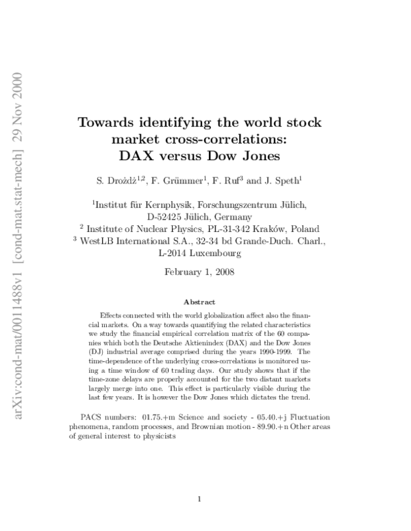 (PDF) Towards identifying the world stock market cross-correlations ...