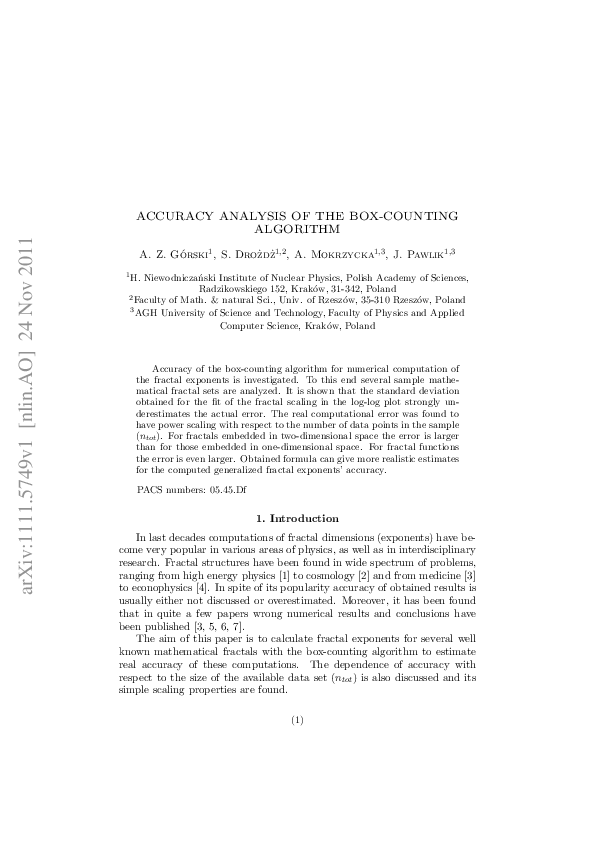 (PDF) Accuracy Analysis of the Box-Counting Algorithm
