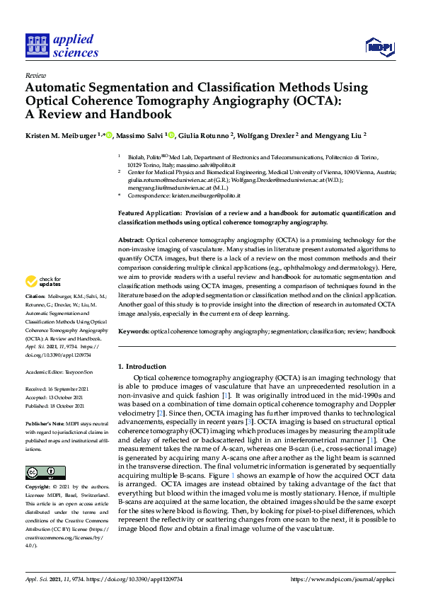 Pdf Automatic Segmentation And Classification Methods Using Optical Coherence Tomography