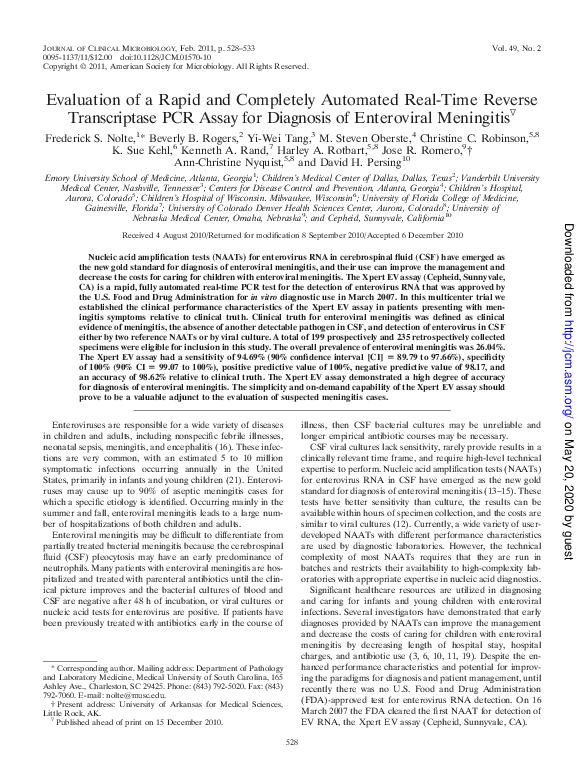 (PDF) Evaluation of a Rapid and Completely Automated Real-Time Reverse Transcriptase PCR Assay ...