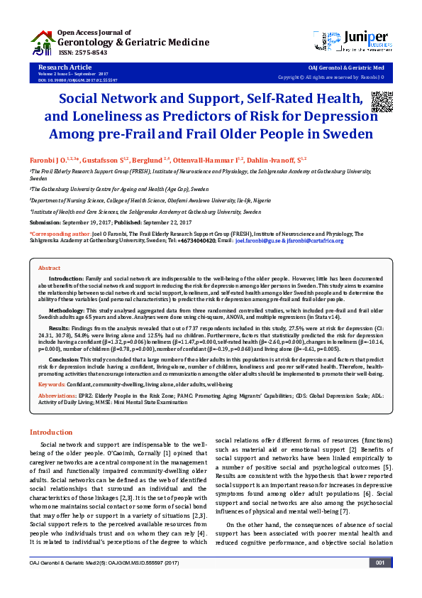 (PDF) Social Network and Support, Self-Rated Health, and Loneliness as ...