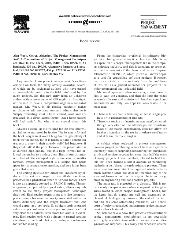 (PDF) The Project Management A–Z: A Compendium of Project Management ...