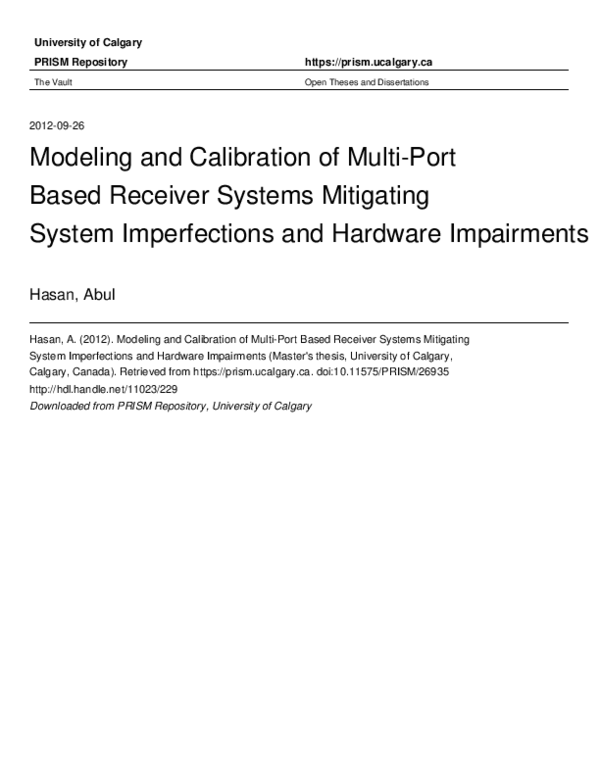 (PDF) Modeling and Calibration of Multi-Port Based Receiver Systems ...