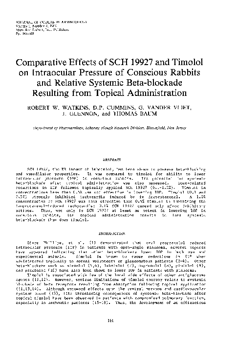 (PDF) Comparative Effects of SCH 19927 and Timolol on Intraocular ...