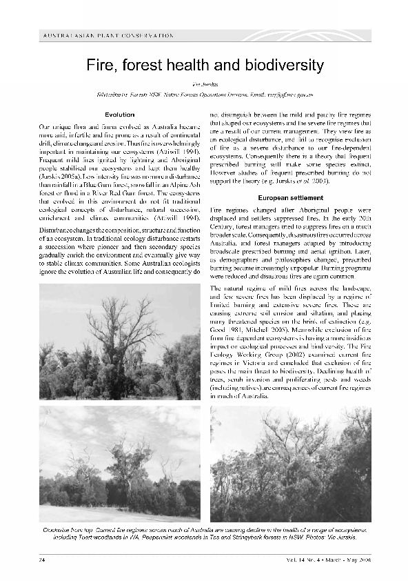 (PDF) Fire, Forest Health and Biodiversity