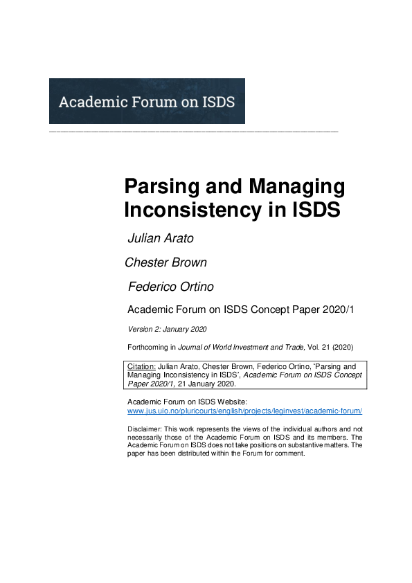(PDF) Parsing and Managing Inconsistency in ISDS (PDF) Parsing and Managing Inconsistency in ISDS