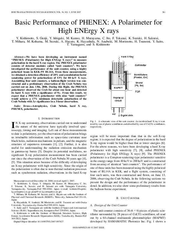 (PDF) Basic Performance of PHENEX: A Polarimeter for High ENErgy X rays