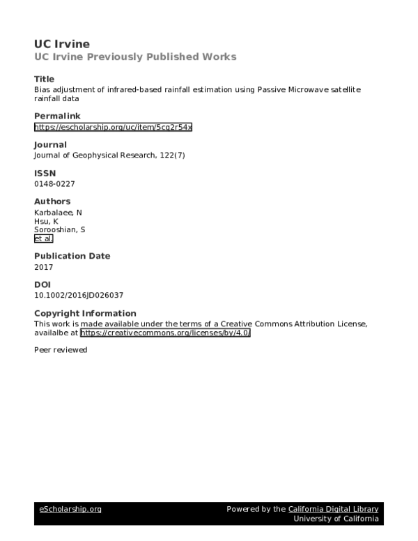 Pdf Bias Adjustment Of Infrared Based Rainfall Estimation Using 5235