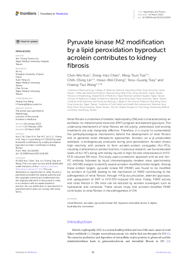 (PDF) Pyruvate kinase M2 modification by a lipid peroxidation byproduct ...