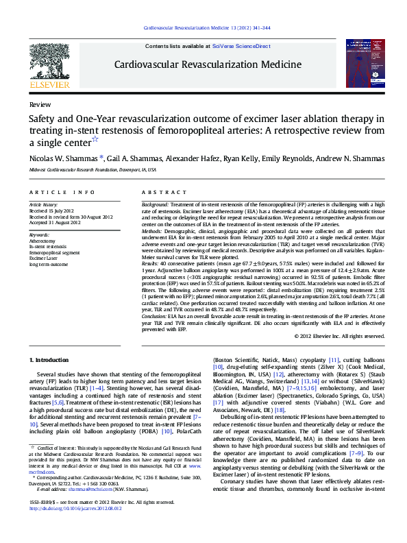 (PDF) Safety and one-year revascularization outcomes of Silverhawk ...