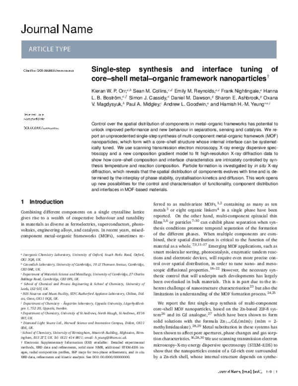 (PDF) Single-Step Synthesis and Interface Tuning of Core–shell Metal ...