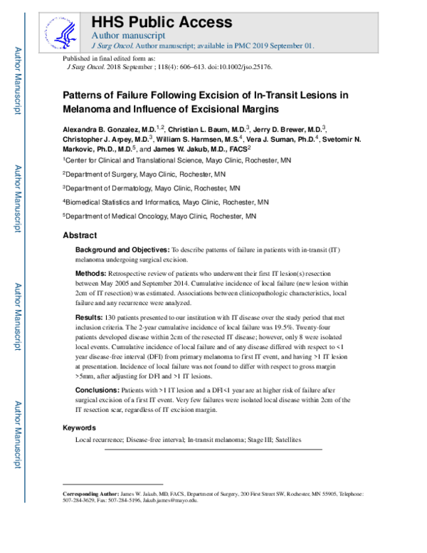 (PDF) Patterns of failure following the excision of in-transit lesions ...