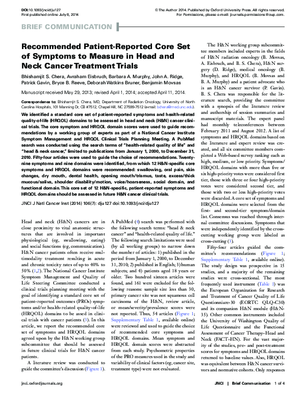 (PDF) Recommended Patient-Reported Core Set of Symptoms to Measure in ...