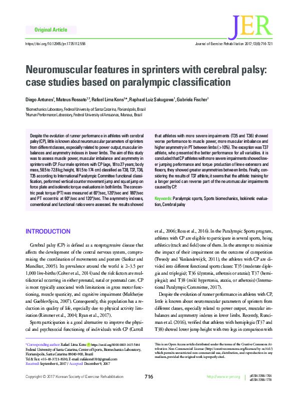 (PDF) Neuromuscular features in sprinters with cerebral palsy: case studies based on paralympic ...