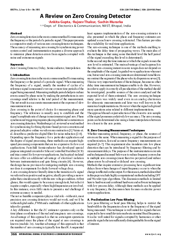 (PDF) A Review on Zero Crossing Detector