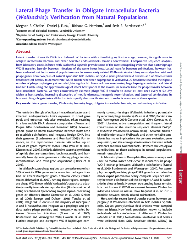 (PDF) Lateral Phage Transfer in Obligate Intracellular Bacteria ...