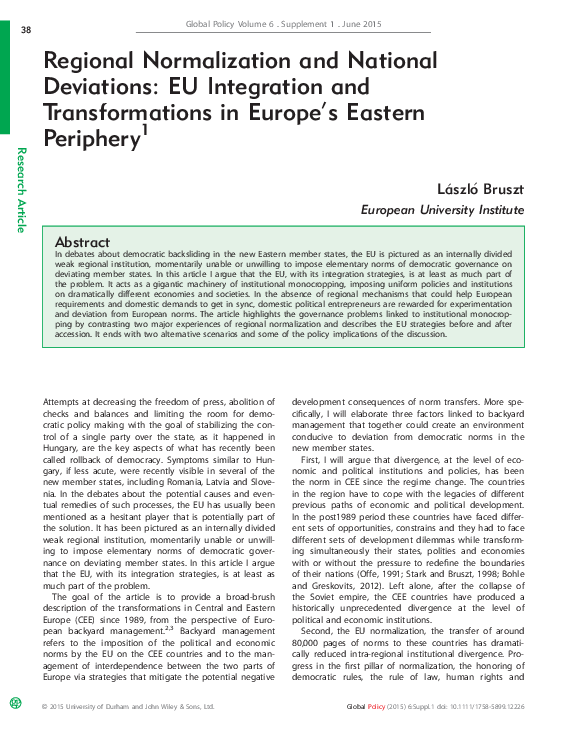 (PDF) Regional Normalization and National Deviations: EU Integration ...