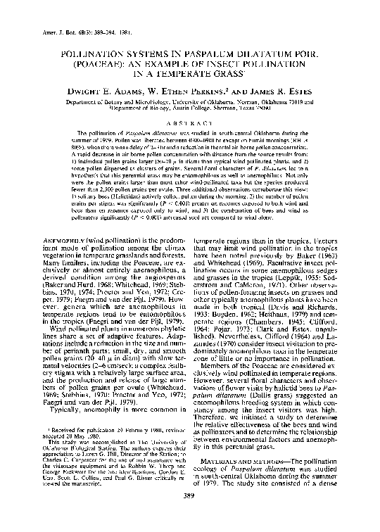 (PDF) Pollination Systems in Paspalum dilatatum Poir. (Poaceae): An ...