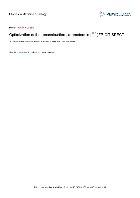 (PDF) Optimization of the reconstruction parameters in [123I]FP-CIT SPECT | Pablo Antonio Aguiar ...