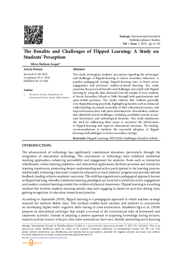 (PDF) The Benefits and Challenges of Flipped Learning: A Study on Students' Perception
