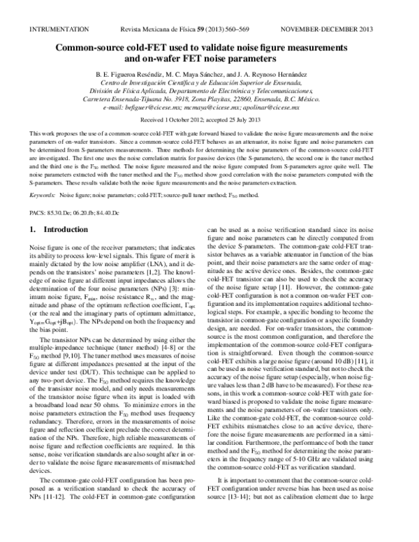 (PDF) Common-source cold-FET used to validate noise figure measurements and on-wafer FET noise ...