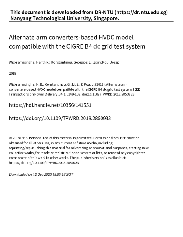 (PDF) Alternate Arm Converters-Based HVDC Model Compatible With the ...