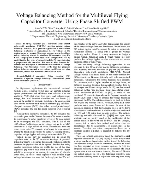 (PDF) Voltage balancing of a five-level flying capacitor converter using optimum switching ...