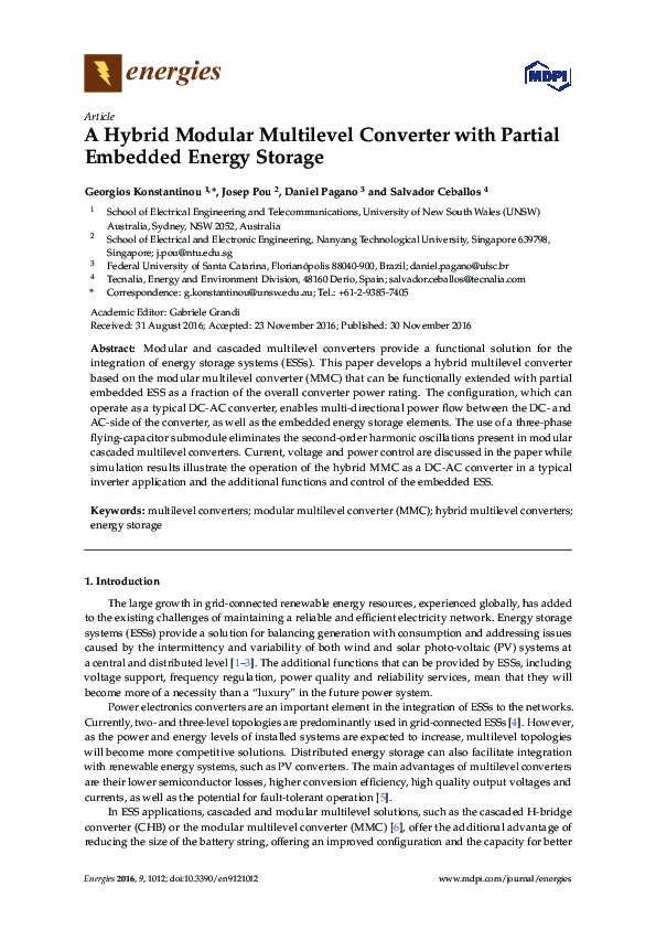 (PDF) A Hybrid Modular Multilevel Converter with Partial Embedded ...