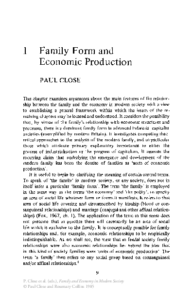 (PDF) Family Form and Economic Production
