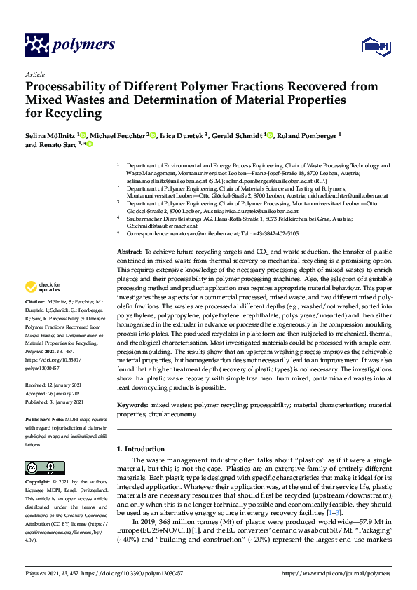 (PDF) Processability of Different Polymer Fractions Recovered from ...