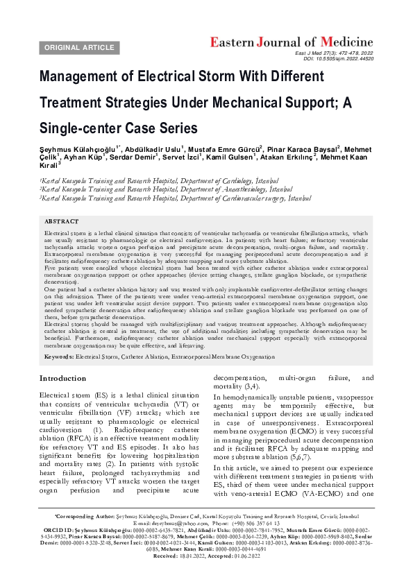 (PDF) Management Of Electrical Storm With Different Treatment ...