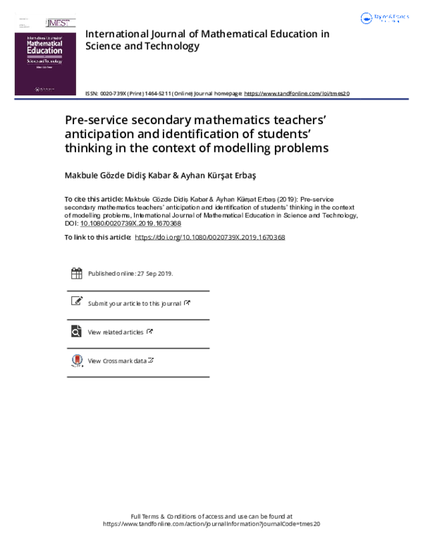 (PDF) Pre-service secondary mathematics teachers’ anticipation and identification of students ...